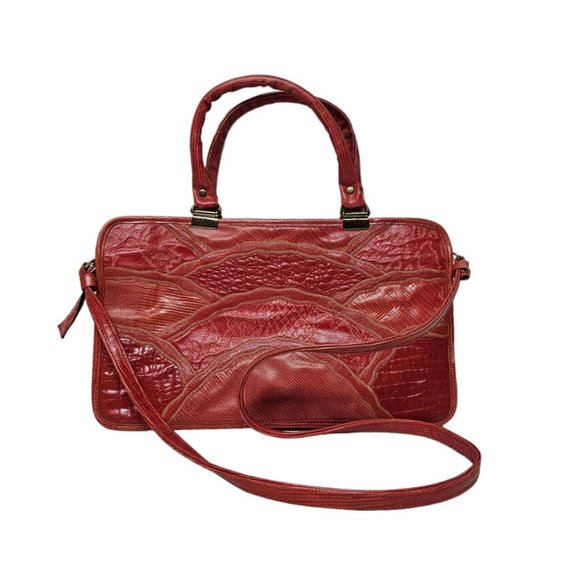 Caprice | Bags | 6s 70s Caprice Red Patchwork Snake Skin Leather ...